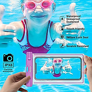 JOTO Universal Waterproof Pouch Cellphone Dry Bag Case Bundle with Universal Waterproof Case for Phones up to 7.0"