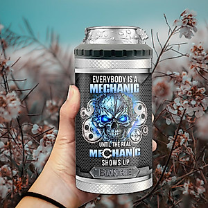 Personalized Mechanic Can Cooler 4 in 1 Holder Cup with Lid Customized Name 16oz Beer Drinking Gifts for Men Dad Birthday Fathers Day Retirement