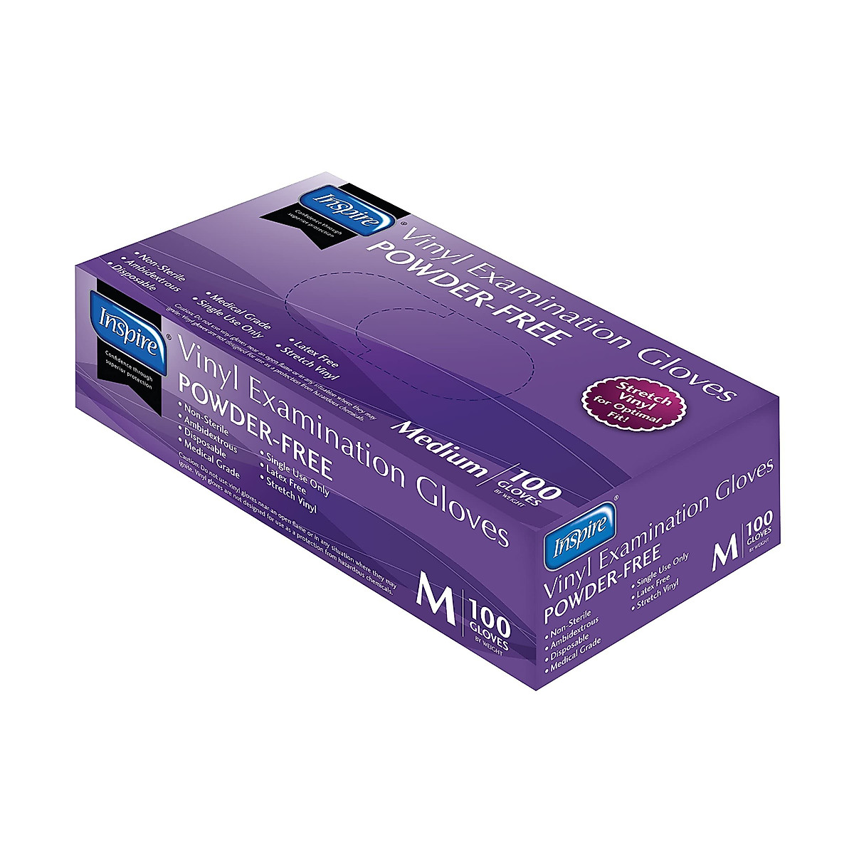 Inspire Medical Gloves Exam Gloves | Powder Free Stretch Vinyl Gloves | Disposable Gloves Disposable Latex Free Gloves | Cooking Gloves Disposable Food Safe Food Prep Gloves Plastic Gloves Disposable