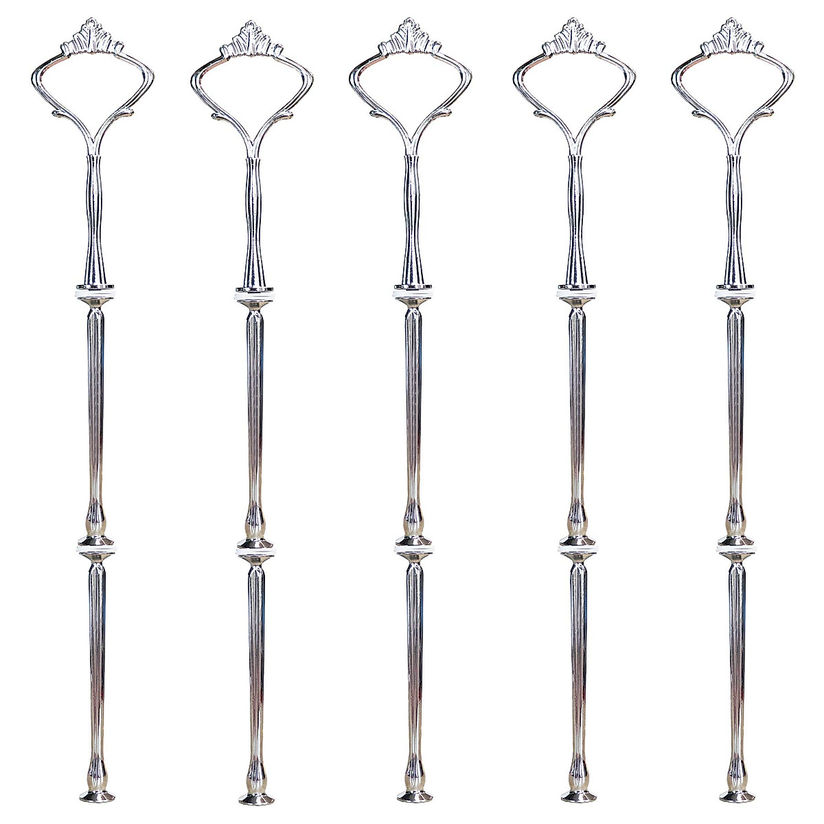 Happy Will 5 Sets 3 Tier Crown Cake Stand Fruit Cake Plate Handle Fitting Hardware Rod Stand Holder with Stylus Silver (Plates Not Include)