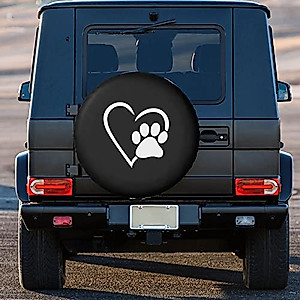 Love Heart Bear's Paw Fashion Graphic Print Spare Tire Cover Wheel Protector Waterproof Dustproof Uv Resistant for Jeep, Camping Travel Trailer, Rv, SUV and Many Vehicle Universal 17 Inch