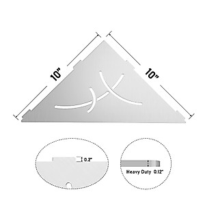 Bernkot Corner Shower Shelf 10" Brushed 304 Stainless Steel Recessed Triangular Corner Shelf Bathroom for Tiled Wall, No Drilling Needed