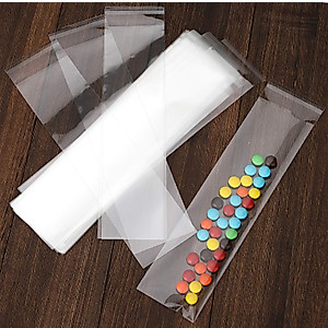 200 pcs Clear 3" x 11" Long Self Seal Cello Cellophane Bags Resealable Poly Bags 2.8 mils for Bakery Cookies Candles Christmas Halloween Party Decorative Pretzel Sticks