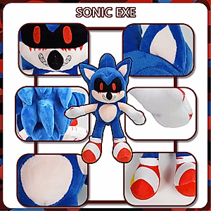 sh Toys 14.6 Inch Evil Dark Sonic.exe Plush Toy, Blood Dark Sonic Stuffed Plush Doll, Gift for Kid Adult and Game Sonic Fans (Sonic exe)
