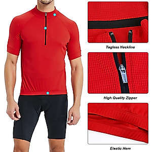 CATENA Men's Cycling Jersey Short Sleeve Shirt Running Top Moisture Wicking Workout Sports T-Shirt Red