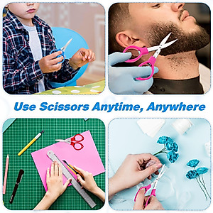 3 PCS Small Folding Scissors Portable Paper Cutter Scissors Fabric Keychain Scissors Stainless Steel Travel Scissors Safety Retractable Glasses-Shaped Mini Shear for Embroidery Crafts Cutting Sewing