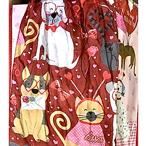 Laminated Valentine’s Day Tote & Printed Scarf Set: Pugs Cats & Kisses