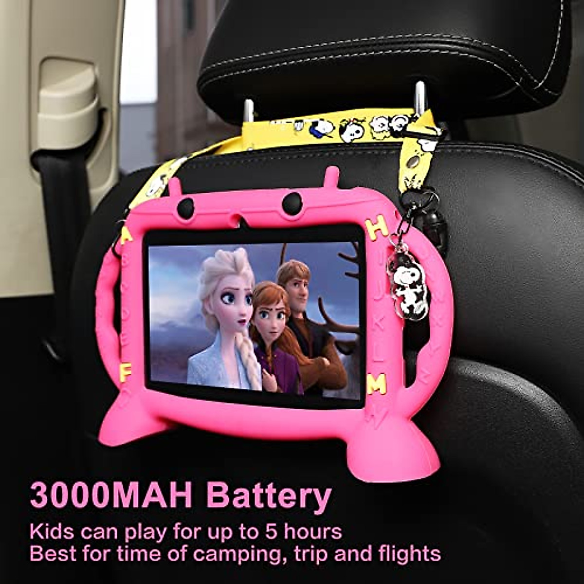 MengDash Kids Tablet, 7 inch Tablet for Kids 2-10, Educational Learning Toddler Tablet Android 11, 3GB RAM+32GB ROM Storage, Google Play Netflix YouTube, Baby Girl boy Gift (Red)