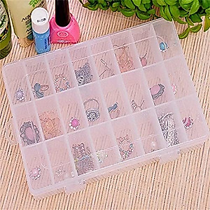 Typutomi Plastic Compartment Organizer Box, 24 Grids Jewelry Dividers Storage Container DIY Parts Storage Box for Bead, Rings, Jewelry,Screws, Handicrafts