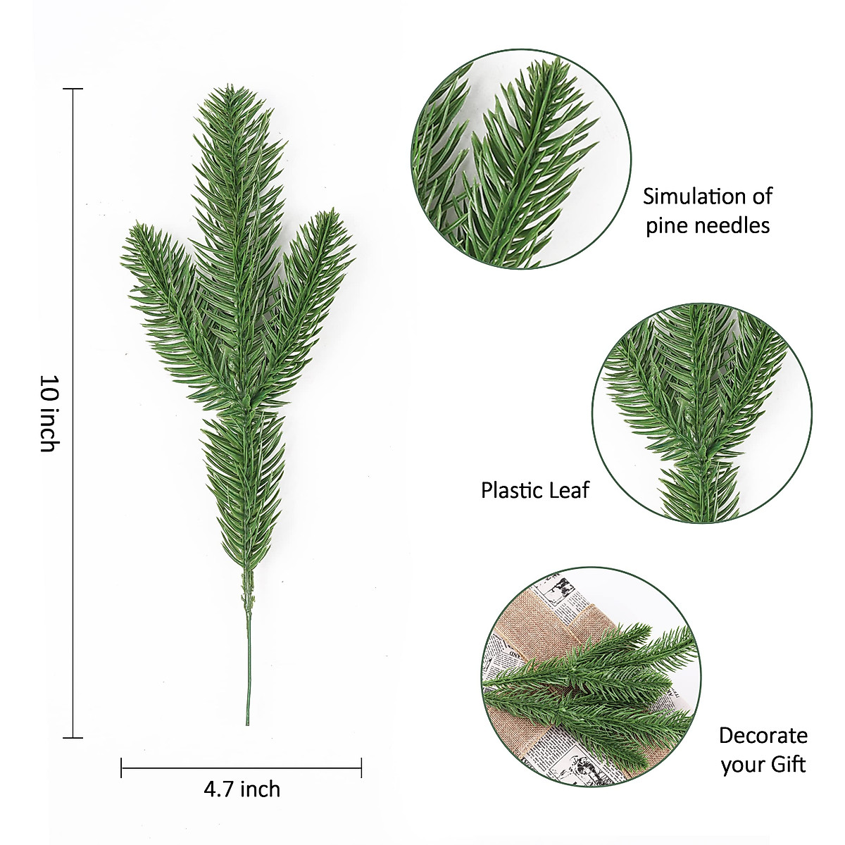 Meiliy 35pcs Artificial Greenery Xmas Pine Picks Pine Leaves Pine Twigs for Crafts Indoor and Outdoor Christmas Holiday Home Garden Decor