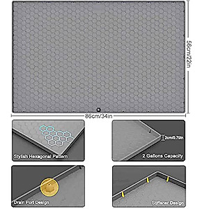 Under Sink Mat, Kitchen Waterproof Cabinet Liner 34" x 22" Flexible Silicone Under Sink Liner, Sink Mats for Bottom of Kitchen Sink Liner Drip Tray with Drain Hole, Kitchen Bathroom Cabinet Mat