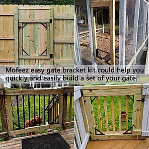 Mofeez Fence Gate Kit Iron Gate Hardware with Gate Latch for Wooden Fences Shed Doors Heavy Duty Anti Sag Gate Corner Brace Bracket
