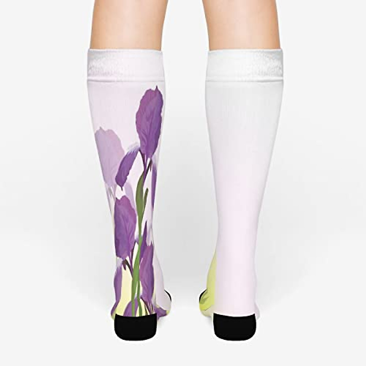 VeJerKK Spa Women Socks Knee High Women Socks Crew Soft Socks,Spa Flower and Water,Sports Socks Running Athletic Socks for Women men,Pink Green -20 inch