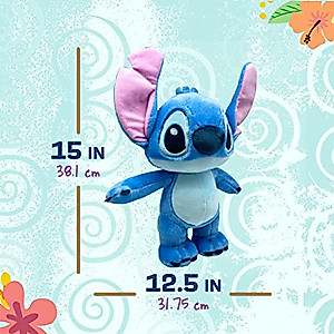 Disney Baby Lilo & Stitch Soft Huggable Stuffed Animal Cute Plush Toy for Toddler Boys and Girls, Gift for Kids, Blue Stitch 15 Inches