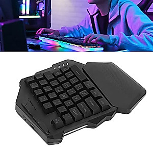 One Handed Gaming Keyboard, RGB Backlit 35 Keys Portable Mini Gaming Keypad with 2.4G Receiver Plug and Play Mechanical Gaming Keyboard for PC Gamer