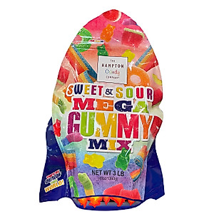 THC The Hampton Candy Company, Sweet & Sour Mega Gummy Mix, Resealable Bag, Assorted, 3 lb, 48 Oz