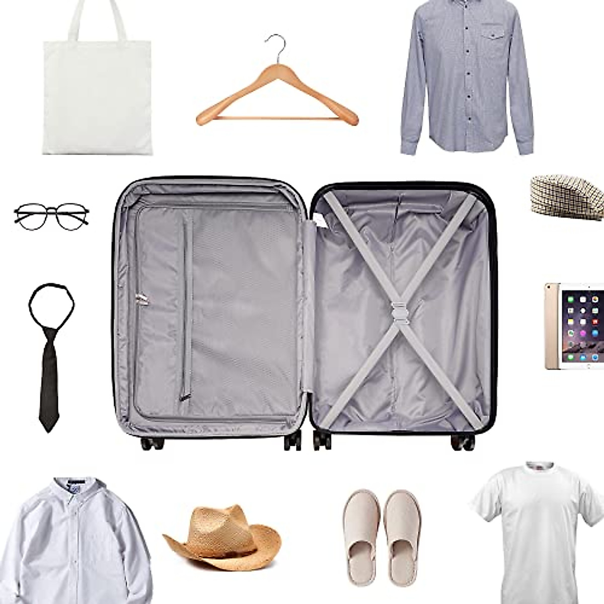 GinzaTravel 2-Piece ABS Luggage Set with TSA Locks, Expandable, and Friction-Resistant in White - Includes Carry-On 20" and 28" Spinner Suitcases