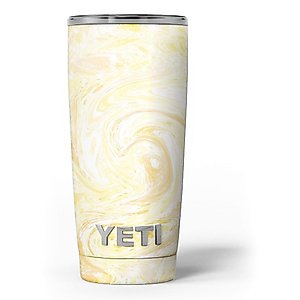 Design Skinz Yellow Slate Marble Surface V21 - Skin Decal Vinyl Wrap Kit Compatible with The Yeti Rambler Cooler Tumbler Cups