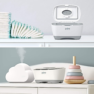 PureBaby™ Wipe Warmer with Digital Display - Easy-Feed Dispenser with 3 Heat Settings, LCD Display, 80 Wipe Capacity, Naturally Steam Heated for Comfort and Safety for Baby