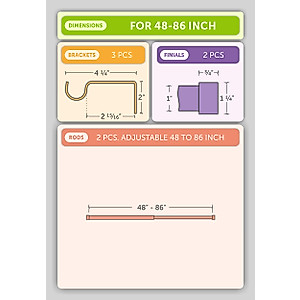 Ivilon Drapery Window Curtain Rod - End Cap Style Design 1 Inch Pole. 48 to 86 Inch Color Warm Gold