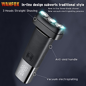 WAHFOX Electric Shaver Wet & Dry Shaver with Charging Stand, Pop-up Trimmer, with Shaving Cream, Rechargeable Shaver