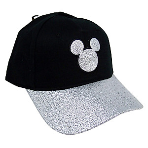 Disney Silver Tone Glitter Mickey Mouse Baseball Cap
