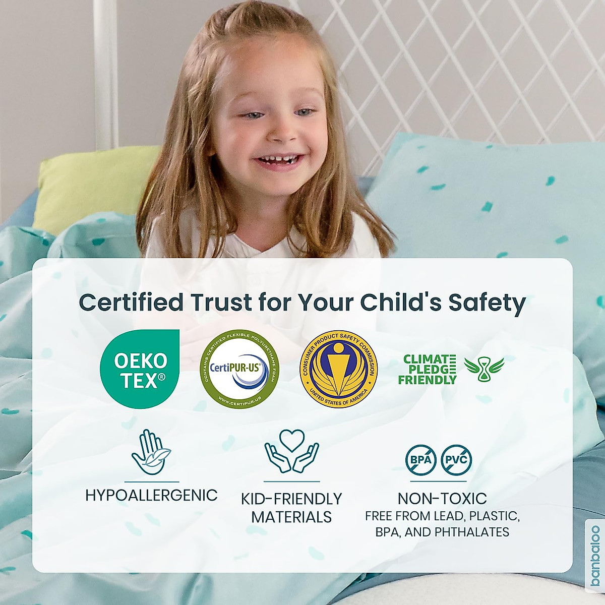 BANBALOO | Bed Bumper for Toddlers - Premium Model | XL Bed Barrier with Mattress Cover | Toddler Bed Bumper | Easy Setup and Quick Installation | Queen, King, Twin, Full-Size Bed | Foam and Cotton