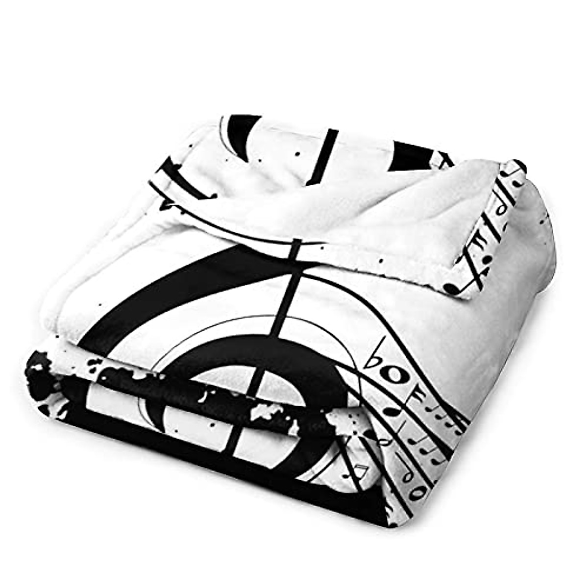 Music Note Throw Blanket, Super Soft Comfortable Bed Blanket, Luxury Fuzzy Cozy Warm Blanket for Sofa Couch Bed (Black White, Throw 50" x 60")