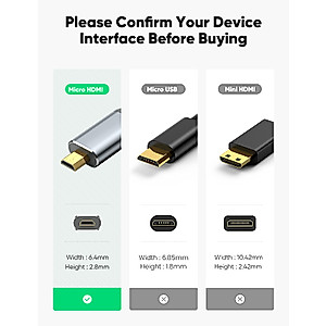 oldboytech 4K Micro HDMI to HDMI Cable Adapter 3FT, Micro HDMI Cable Nylon Braid (Male to Male) 8K/4K@60HZ/3D Grey Compatible with Hero 8/7/6/5, Raspberry Pi 4, A6000, A6300, Nikon Camera