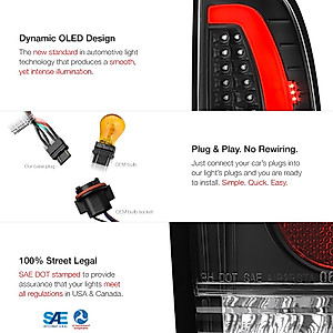 VIPMOTOZ Neon Tube LED Tail Light Lamp Assembly For 1997-2003 Ford F150 & 1999-2007 Ford Superduty F250 F350 Pickup Truck - Matte Black Housing, Driver and Passenger Side