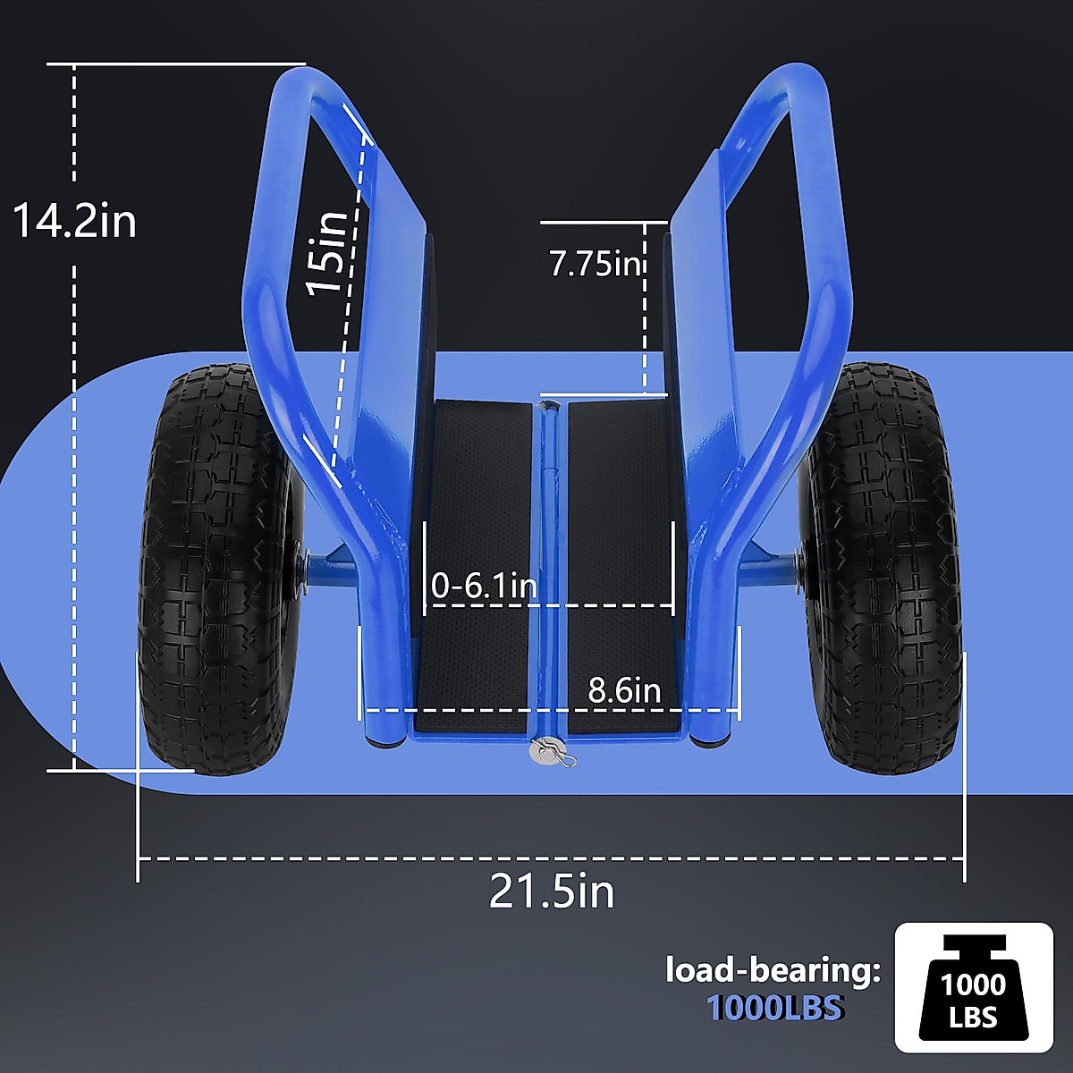 Heavy Duty Panel Dolly, All-Terrain Slab Dolly with 1000 LB Weight Capacity,10" Solid Rubber Tires and Two Handles - Ideal for Moving Heavy Drywall Sheets and Doors (Blue)