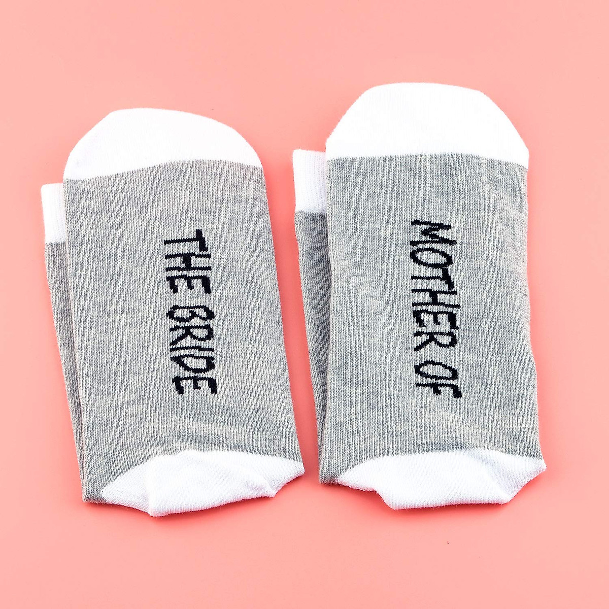 LEVLO Wedding Gift Mother of the Bride Socks Mother of the Groom Gift Bridal Party Socks Mother In Law Gift (2 Pairs/Set-Mid Calf-1-Mother of Bride)