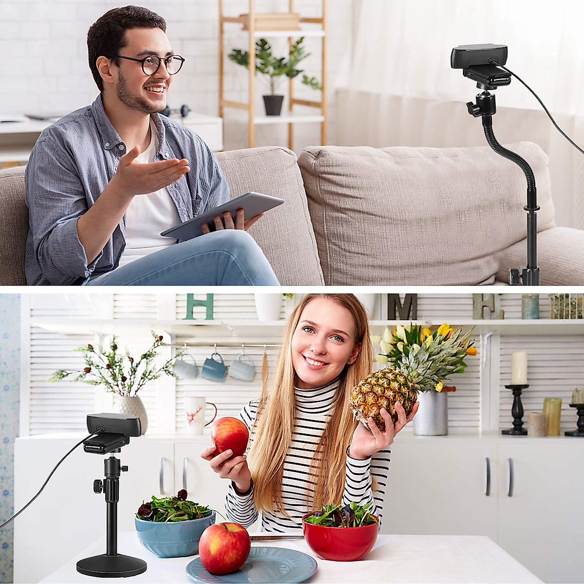 Puroma Webcam Stand Goose-Neck Mount Stand Upgraded Desktop Stand for Logitech Webcam C922 C930e C920S C920 C615 and Other Webcam with 1/4" Thread