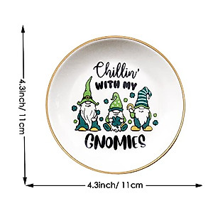 LZBALUYO Gnome Decor Irish Ring Dish, Decorative Trinket Dish, Gnome Home Decor, Ceramic Jewelry Dish, Ring Tray, Gnome Gifts for Women Mom Birthday Mothers Day Christmsa