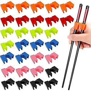 Chopstick Helper Training Kit, 30 Pieces Reusable Chopsticks Hinges Connector, Non-slip Plastic Chopstick Holder, Training Chopstick for Adults Kids Beginner Trainers