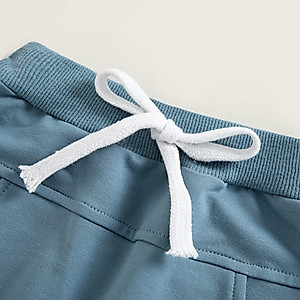 COORALLY Baby Boys Drawstring Solid Harem Pants Trousers Toddler Boy Active Joggers Pants Sweatpants Pockets Leggings (A-Blue, 2-3 Years)