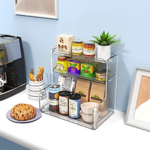 PEKVIZK 3-Tier Bathroom Countertop Organizer, Acrylic Vanity Tray for Spice Rack, Storage Shelf, Cosmetic & Make-up Storage, Under Sink Organizer for Bathroom, Kitchen, Living Room, Bedroom