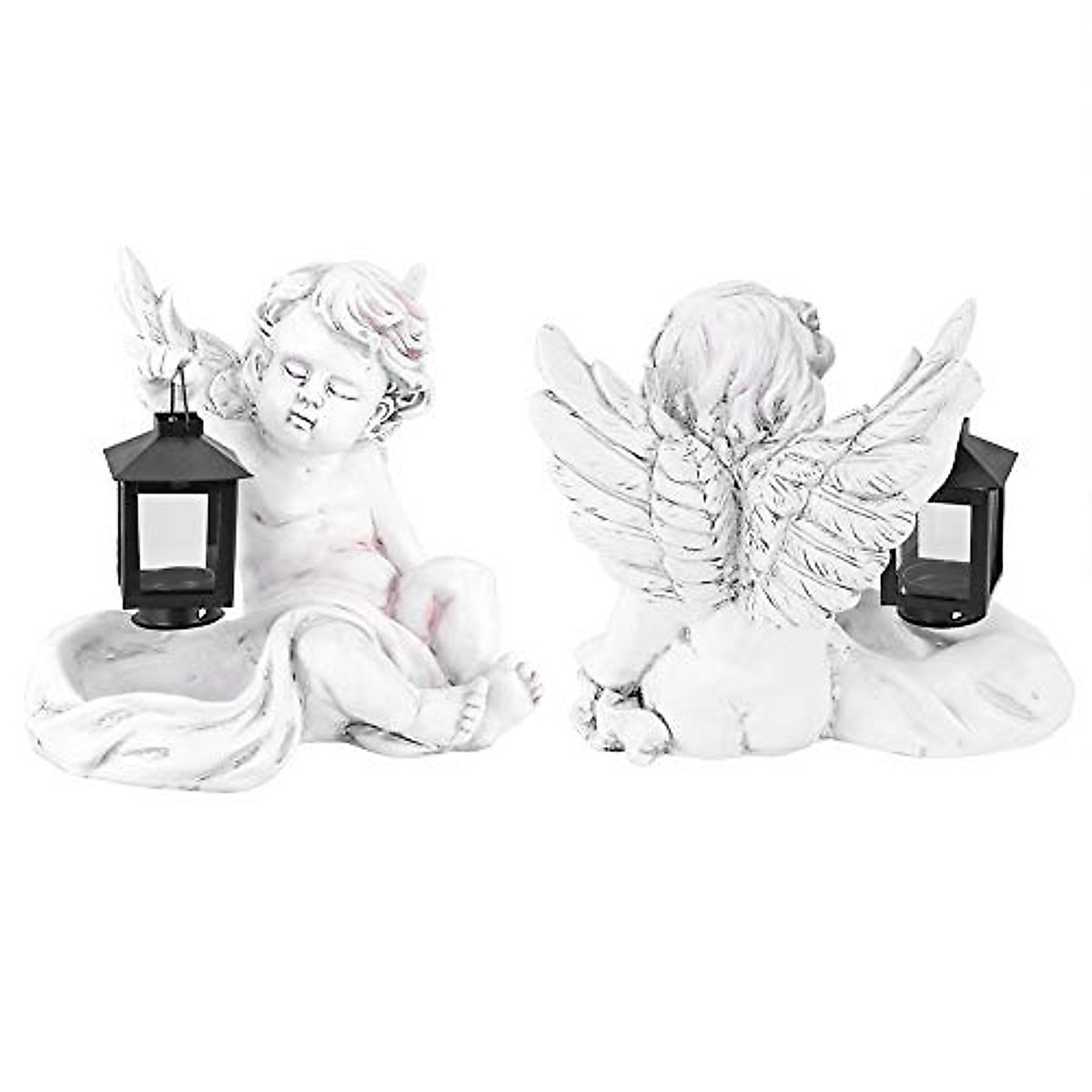 Ruiqas Candles Holder Outdoor Resin Landscape Lamp Home Garden Lawn Lamp Fairy Angel Light Decoration Sculpture Craft