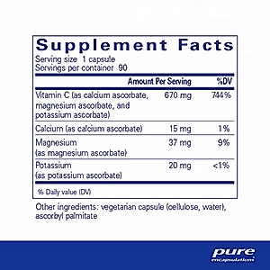 Pure Encapsulations Buffered Ascorbic Acid Capsules | Vitamin C for Sensitive Individuals* | 90 Capsules