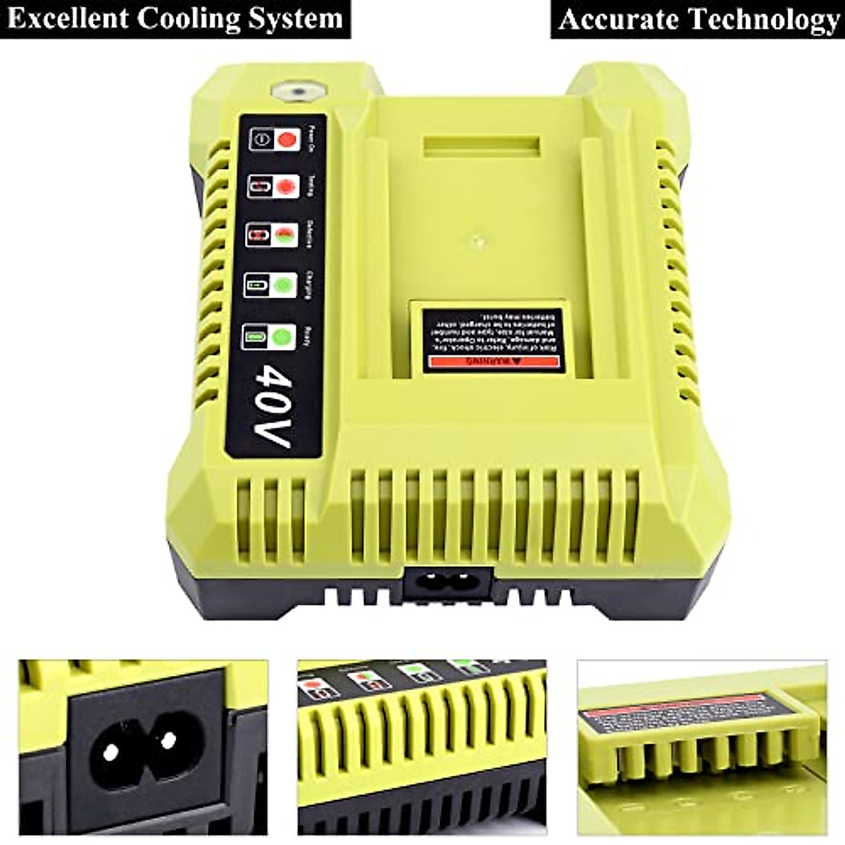 Elefly OP401 Replacement for Ryobi 40V Battery Charger OP404 ZROP401, Compatible with Ryobi 40V Lithium Battery OP40601 OP4050A OP4040 OP4026A OP40201 OP40261 OP4030 OP40301 OP40401 OP40501