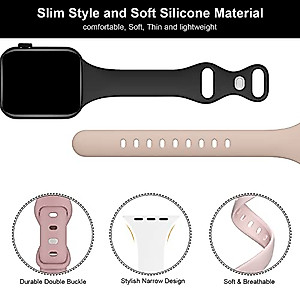 TSAAGAN 5 Pack Silicone Slim Bands Compatible with Apple Watch Band 38mm 42mm 40mm 44mm 41mm 45mm 49mm, Soft Narrow Sport Strap Thin Wristband for iWatch Ultra Series 8/7/SE/6/5/4/3/2/1 Women Men