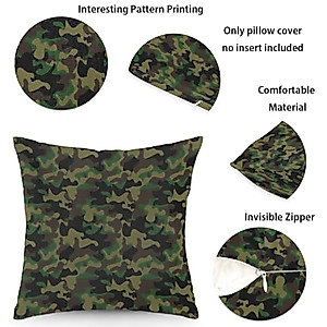 XMNYGJ Forest Camo Camouflage Throw Pillow Covers 20 x 20 Inch Decorative Square Cushion Case Soft Cozy Modern Pillowcase for Couch Sofa Bed Living Room Home Decor
