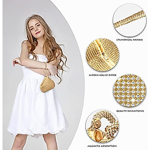 Women's Evening Bag Sparkly Rhinestone Purse Triangle Designer Wrist Clutch Purse for Party Prom Wedding Purse Gold