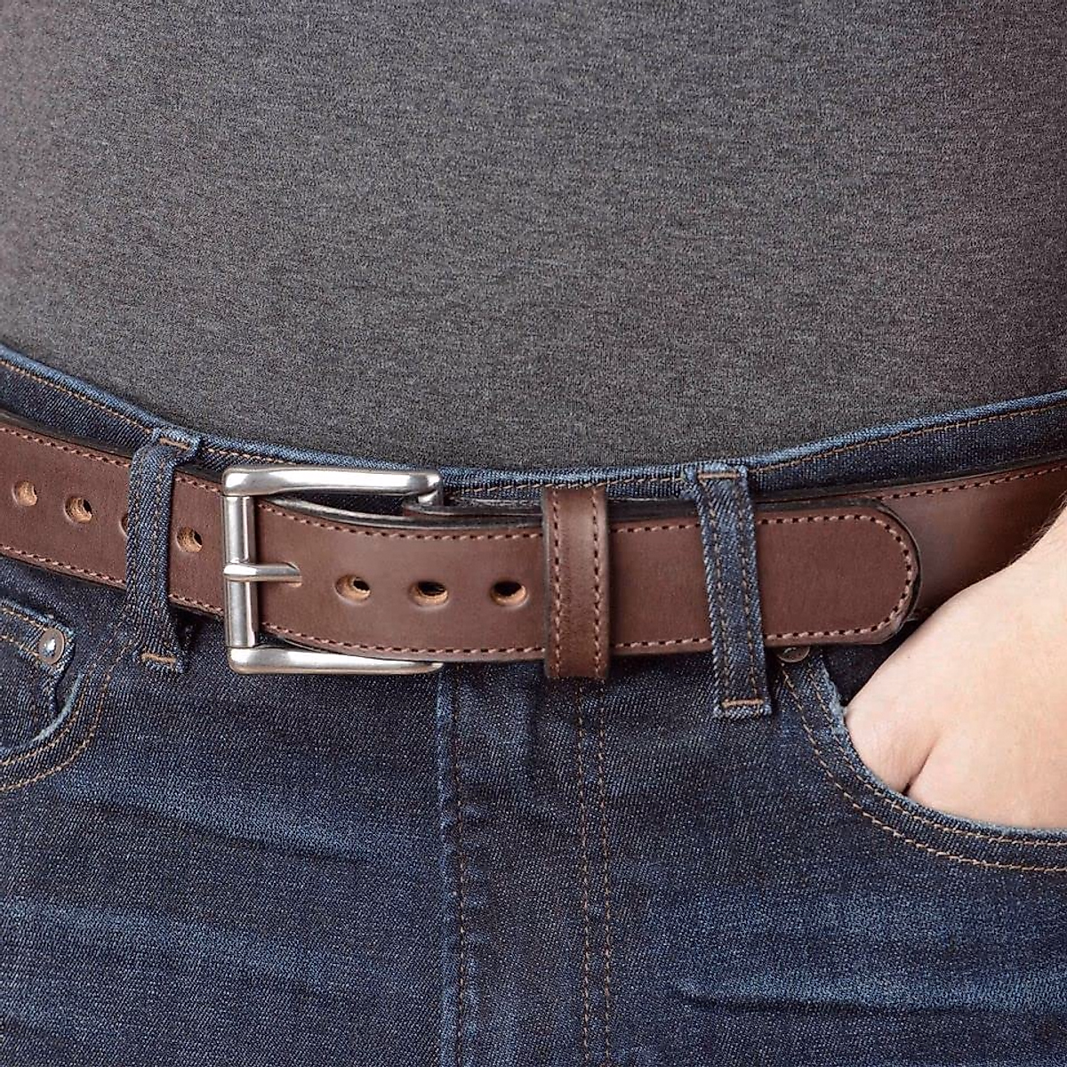 Bullhide Belts Mens Leather Belt for Casual Dress, 1.50" Wide, Brown, 44 Inches