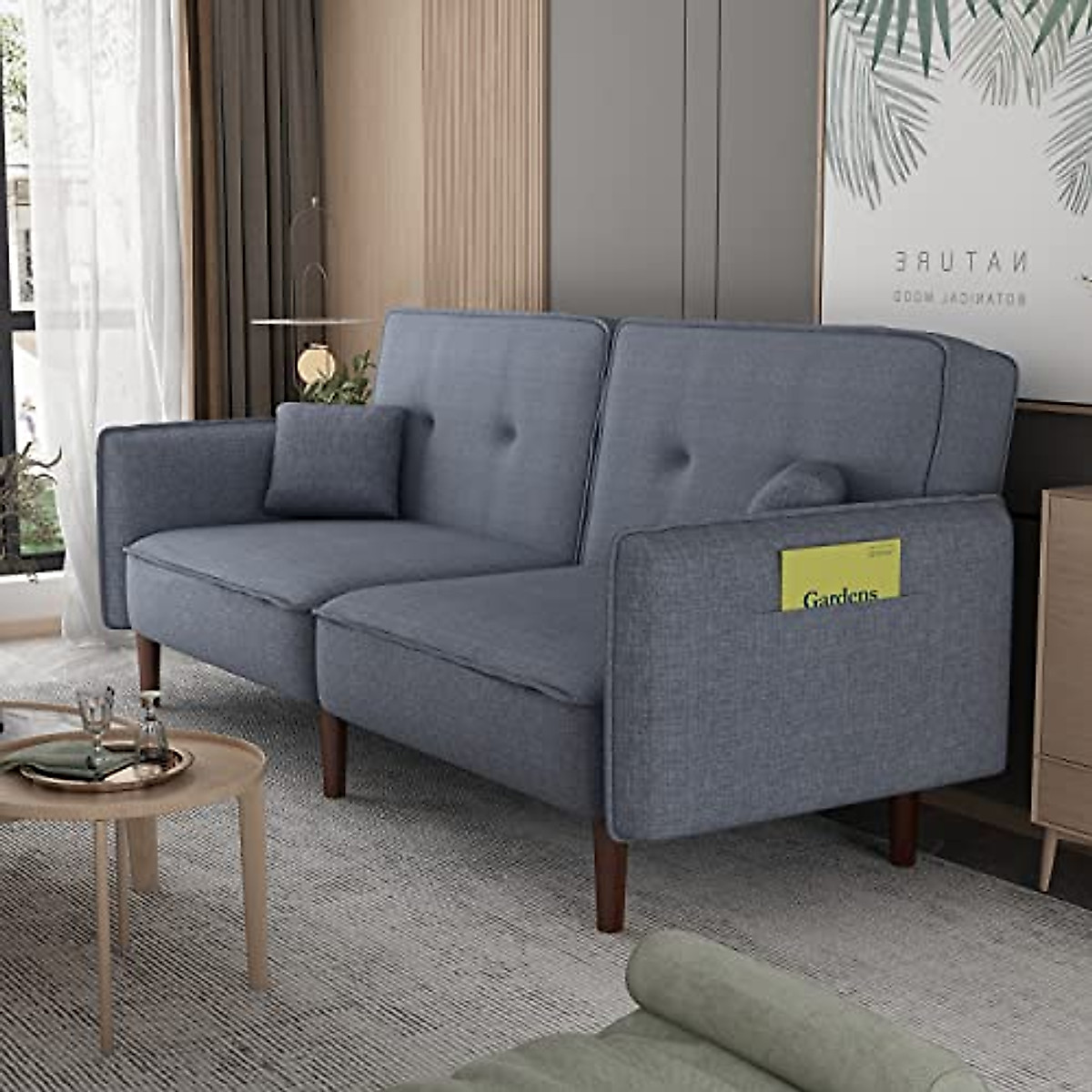 N NOORDENIYA Convertible Sleeper Sofa Bed Modern Loveseat Futon Sofa Couch Bed with Adjustable Backrest Loveseat Daybed Love Seat Lounge Sofa Sleeper Pillows Pockets Furniture for Living Room