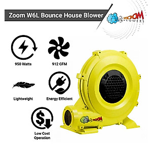 Zoom Blowers Portable Air Pump for Inflatables - Energy Efficient High Power 950-Watt, 1.25 HP Compact Residential Air Blower for Bounce Houses, Slide Combos, Water Slides and Obstacle Course for Kids