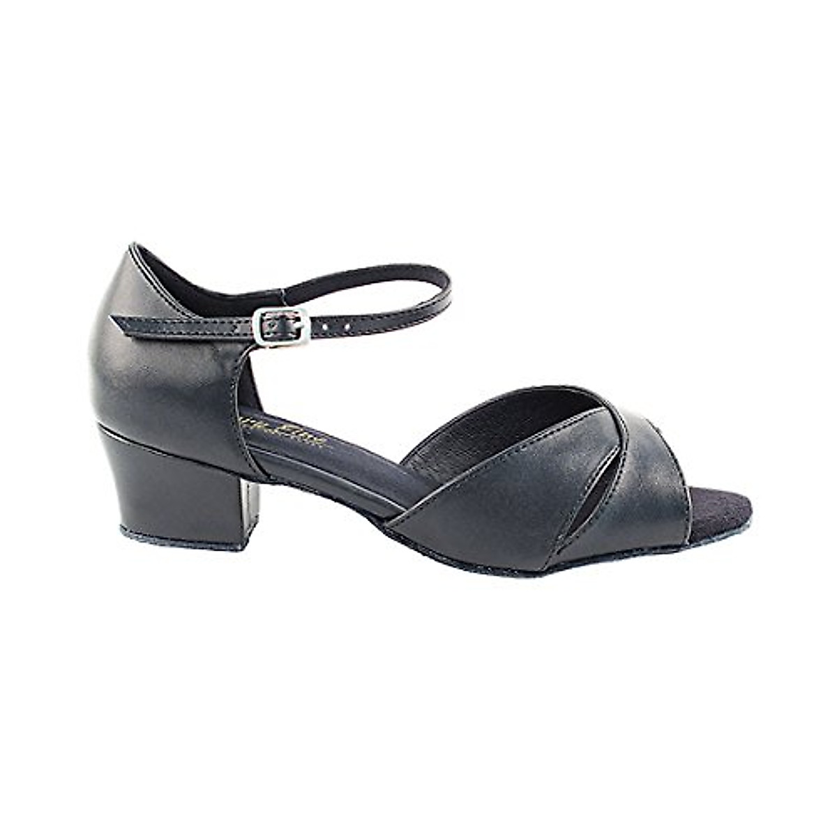 Very Fine Dance Shoes - Ladies Practice, Cuban Low Heel Ballroom Dance Shoes - 803-1.5-inch Heel and Foldable Brush Bundle - Black Leather - 4.5