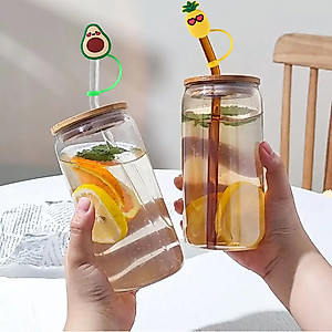 SAMOKA Silicone Straw Cover,10 PCS Straw Tip Cap Reusable Drinking Straw Toppers,Silicone Straw Plugs Reusable Fruit Shape Straw Protector