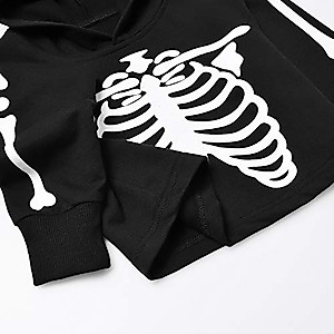 Perfashion Girls Halloween Sweatshirt Skeleton Crop Hoodie Glow in the Dark for Kids Costume 10 11