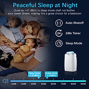 Sinlaku Portable Air Conditioner, Dehumidifier, Fan, for Rooms up to 450 sq ft Enabled 14,000 BTU (10,000 BTU SACC) With Remote Control, Portable 3-in-1 Air Cooler